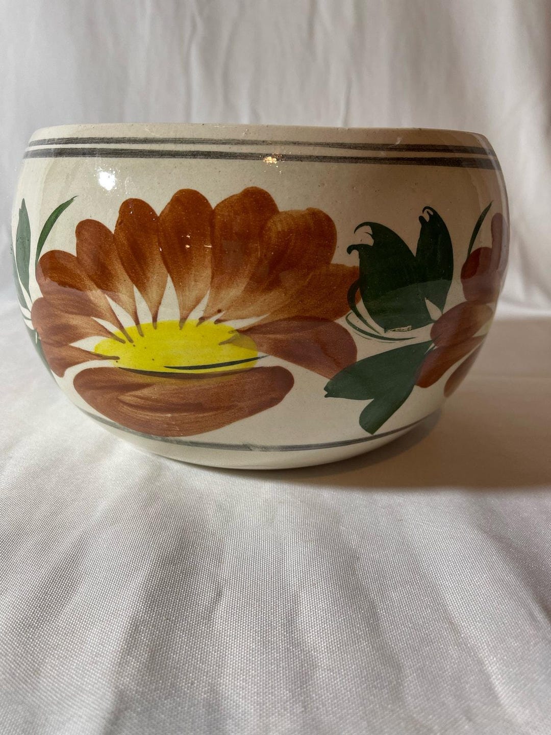 Vintage Hand-painted Mexican Pottery Planter 8 X 5.5, Earthy Browns ...