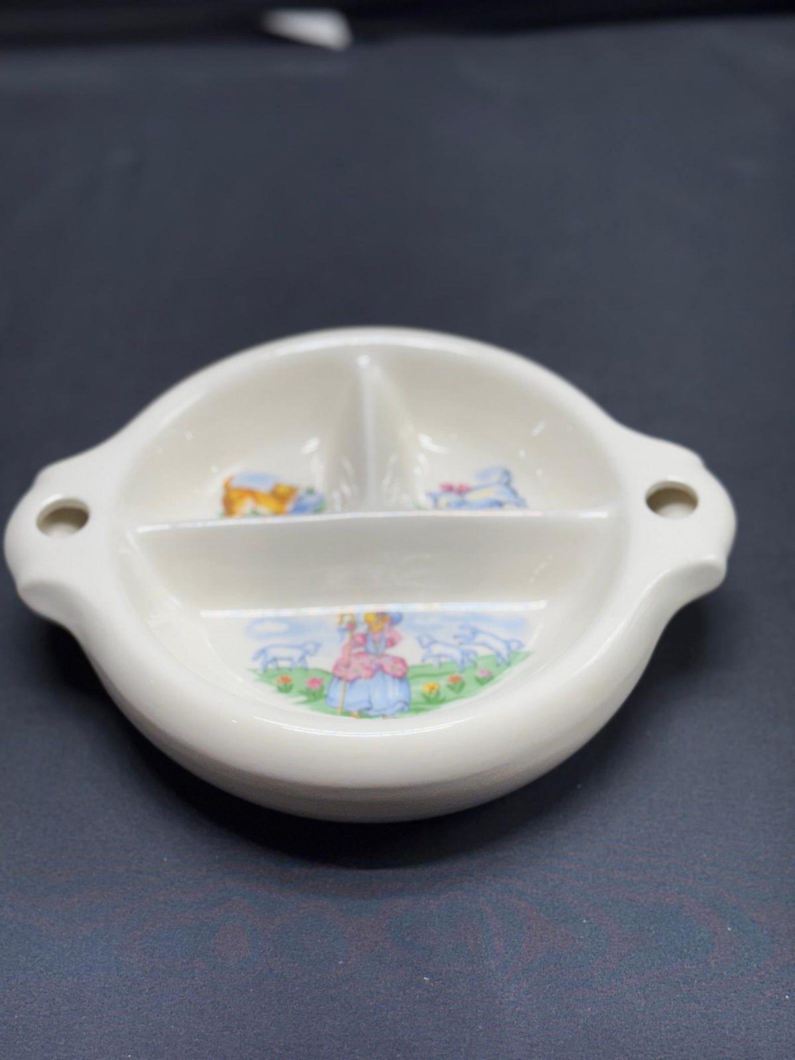 Vintage 1940's Divided Baby Food Warming Dish With Little Bo Peep Theme ...