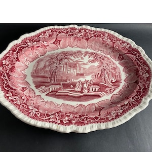Masons Vista Pink Red Large 15 Platter Tray English Ironstone Gadroon ...