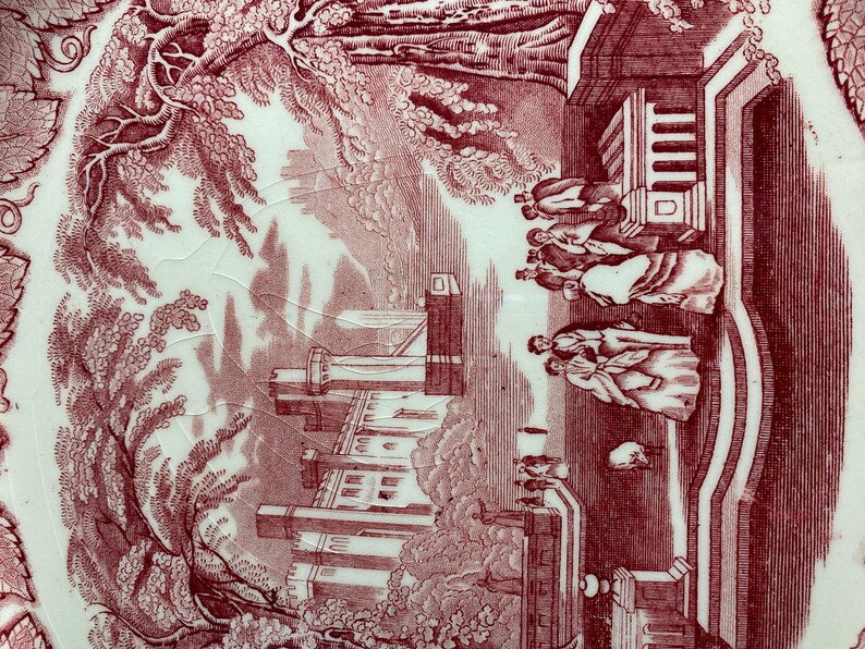 Masons Vista Pink Red Large 15 Platter Tray English Ironstone Gadroon ...