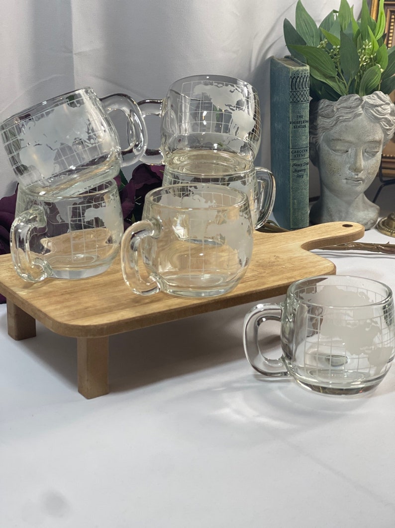 Set of 6 Vintage Nestlé Nescafé Planet World Glass Coffee Mugs - Retro ...