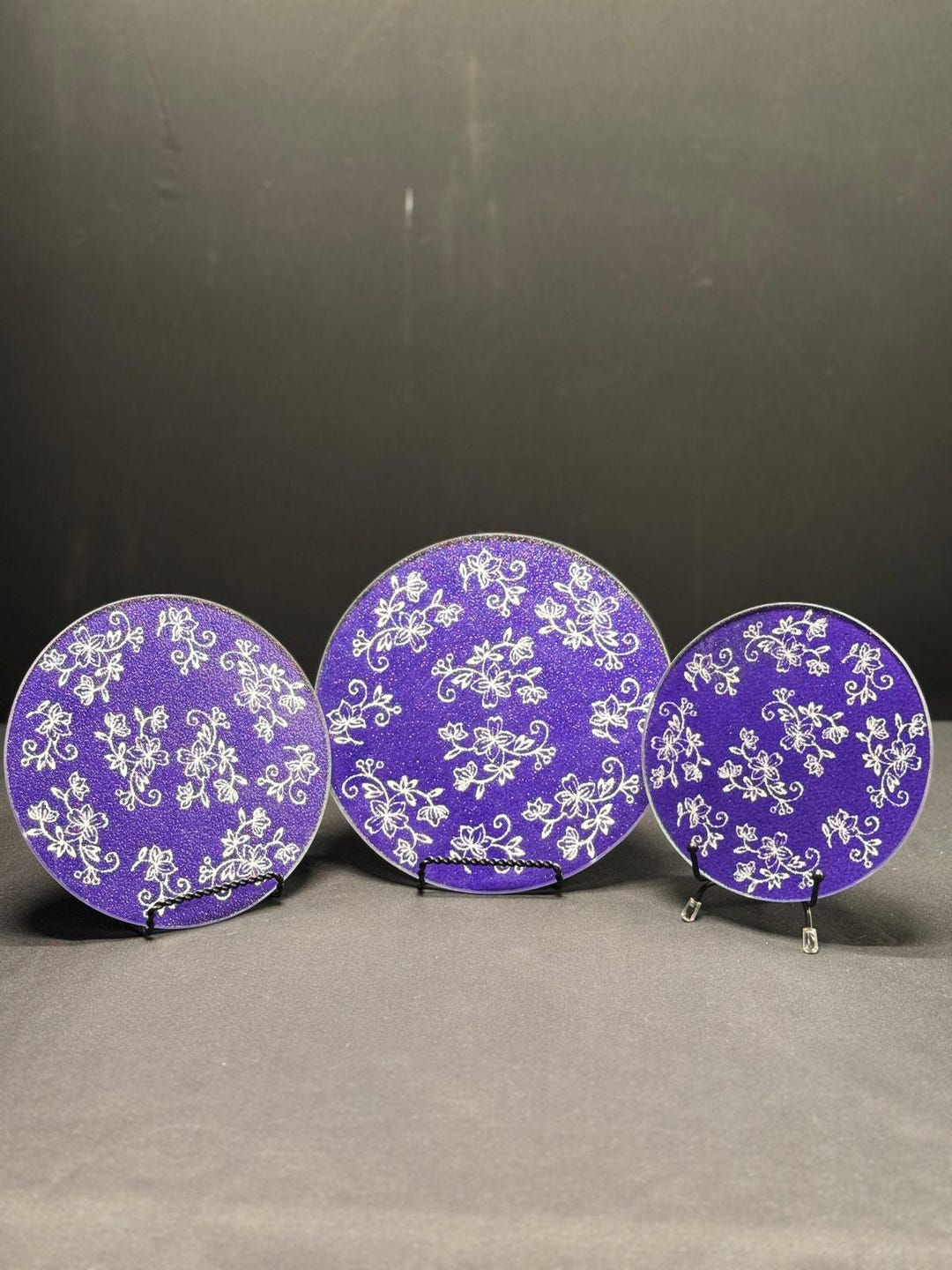 Set of 3 Temptations Blue Lace Trivets – 7.5", 6.5", 6" – Elegant ...