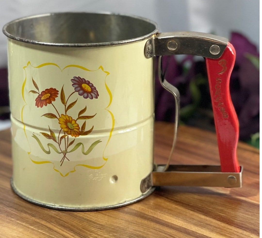 Vintage ANDROCK Hand-i-sift Hand Sifter Cream With Floral Pattern - Etsy