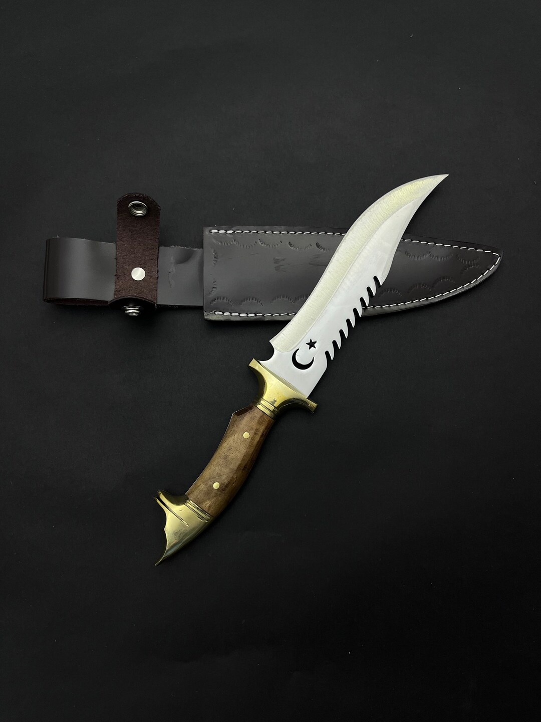 Wood Hunting Knife - Wolf Knife and Sheath - Personalized Gifts for Men ...