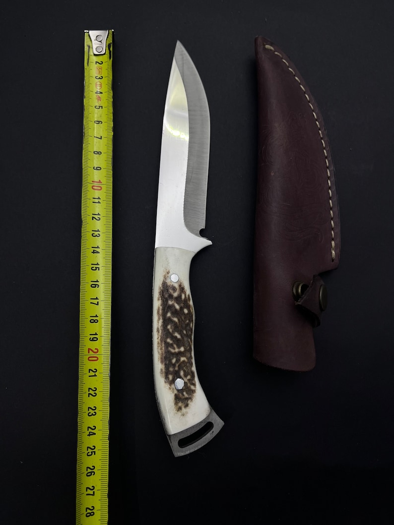 Handmade Deer Antler Bushcraft Knife Tactical Fixed Blade Hunting Knife ...