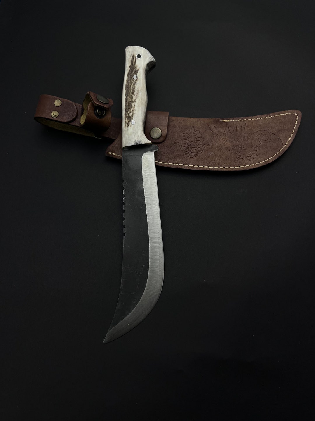 Deer Horn Handle Machete Knife , Handmade Hunting Knive , Scimitar ...