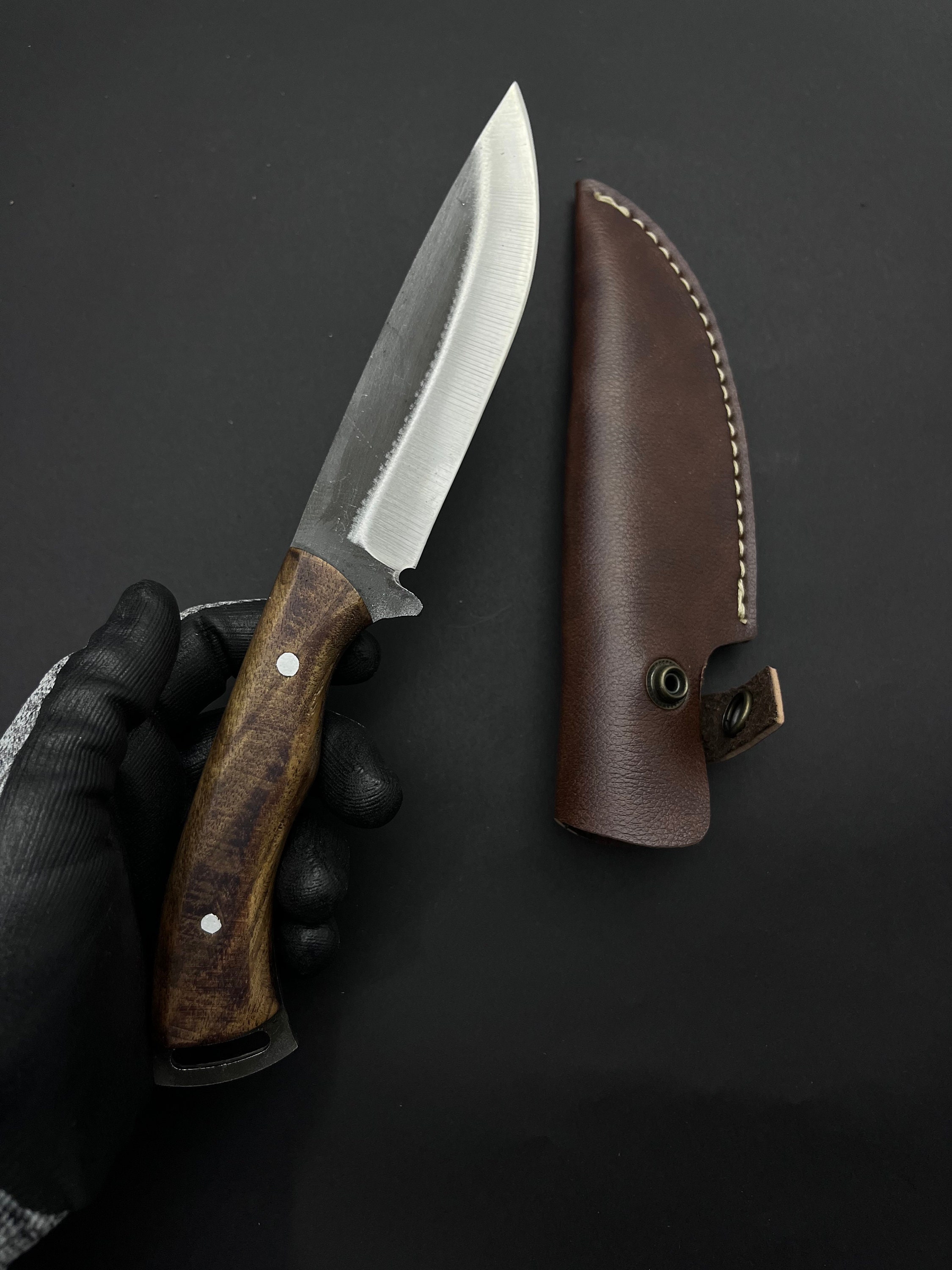 Handmade Wood Handle Hunting Knife With Sheath Stag Horn Knife ...