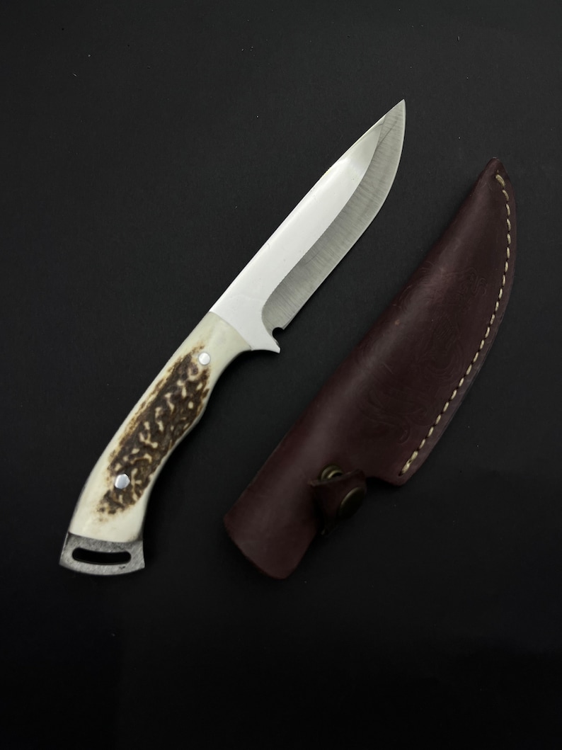 Handmade Deer Antler Bushcraft Knife: Tactical Fixed Blade Hunting ...