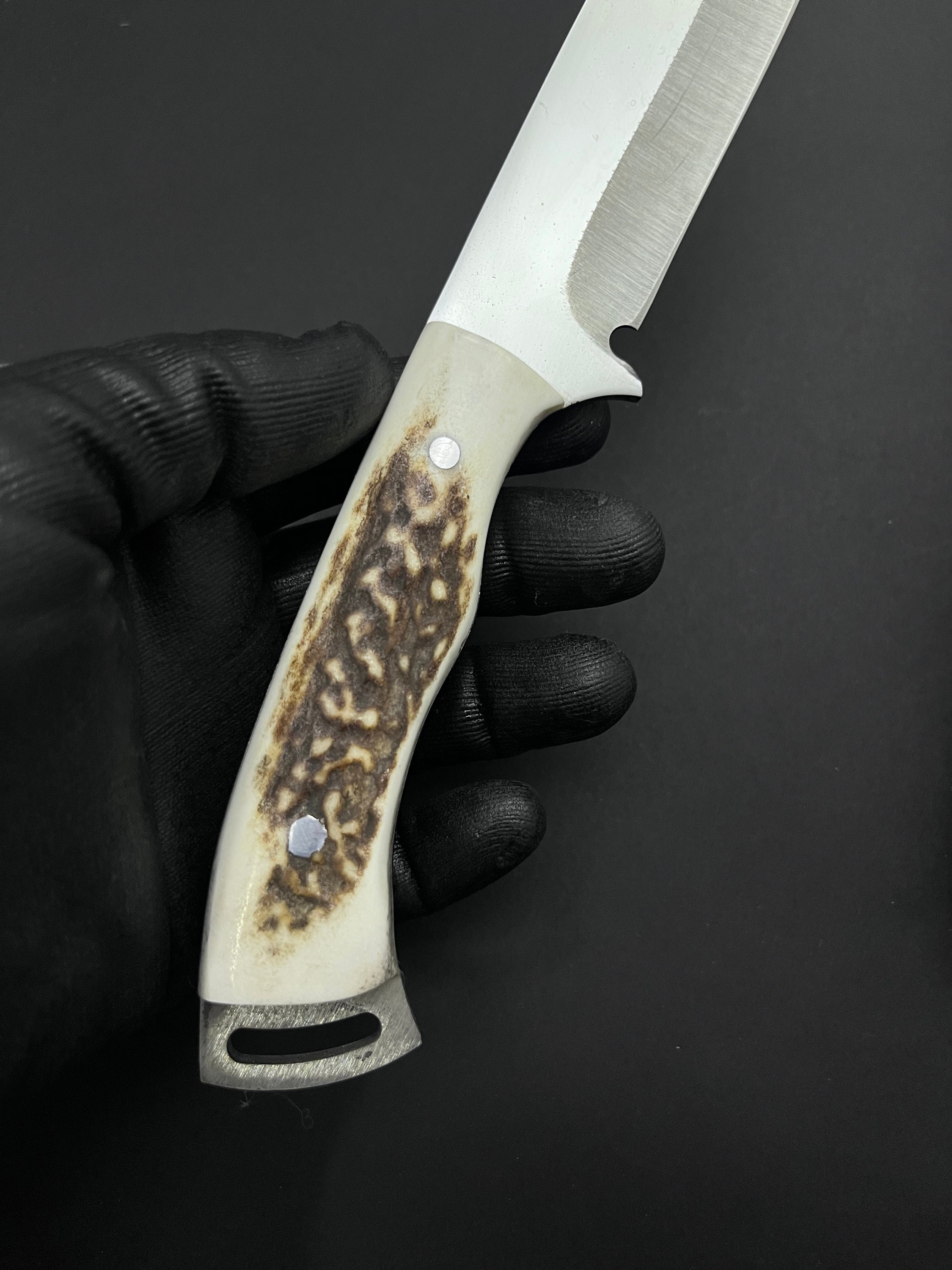 Handmade Deer Antler Bushcraft Knife: Tactical Fixed Blade Hunting ...