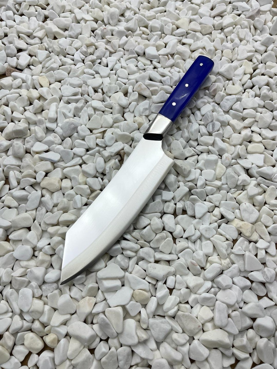 Handmade Blue Chef Knife Stainless Steel Santoku Knife Japenese Kitchen ...
