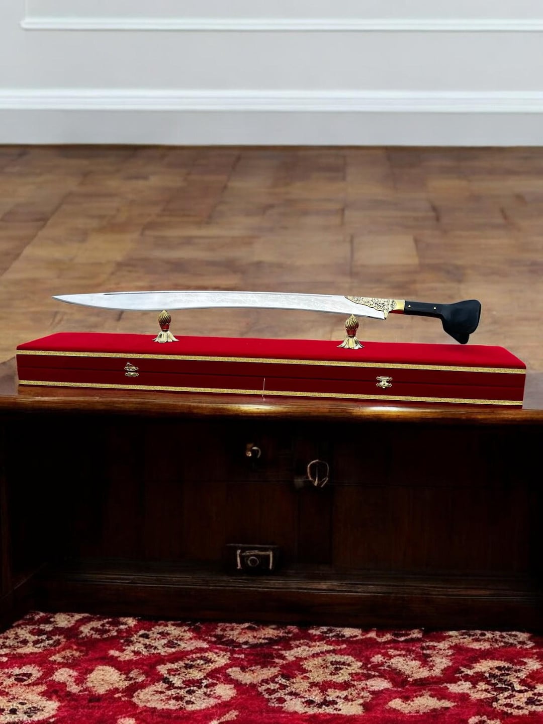 Handmade Black Bone Handle Yatagan Sword With Gold Details ...