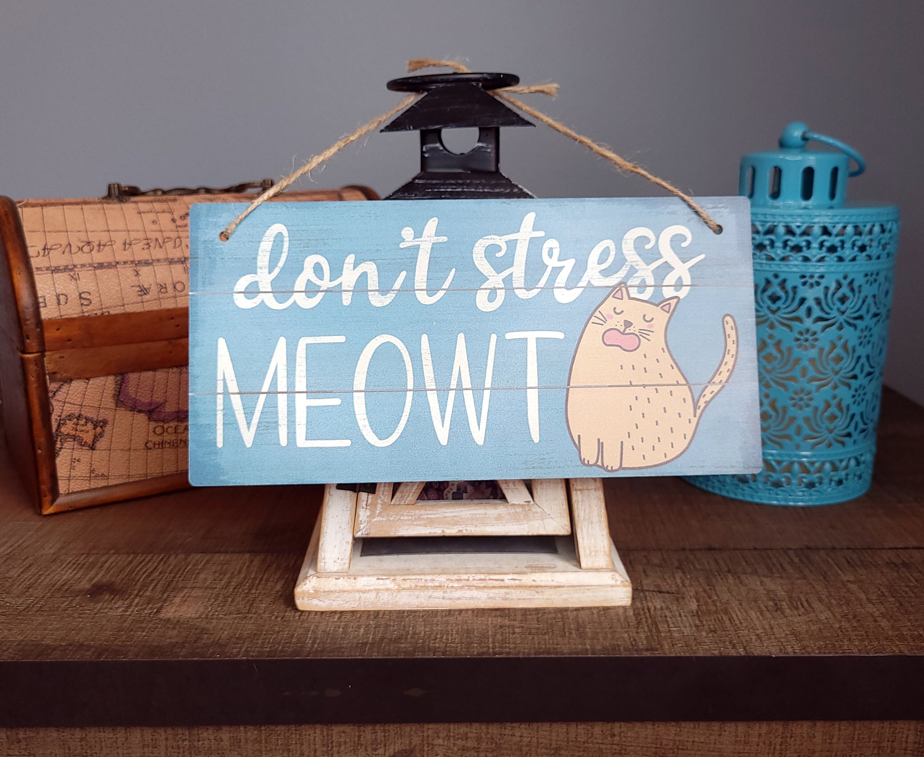 Hanging Wood Wall Sign Home Decor Wall Art Hanging Pet Cat Home Decor ...