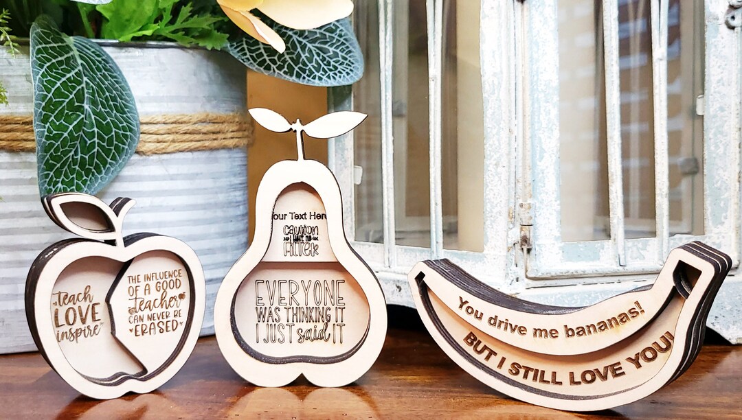 Laser Cut Fruit: Pear, Apple, Banana 3-layer Designs (SVG, PNG, PDF) - Etsy