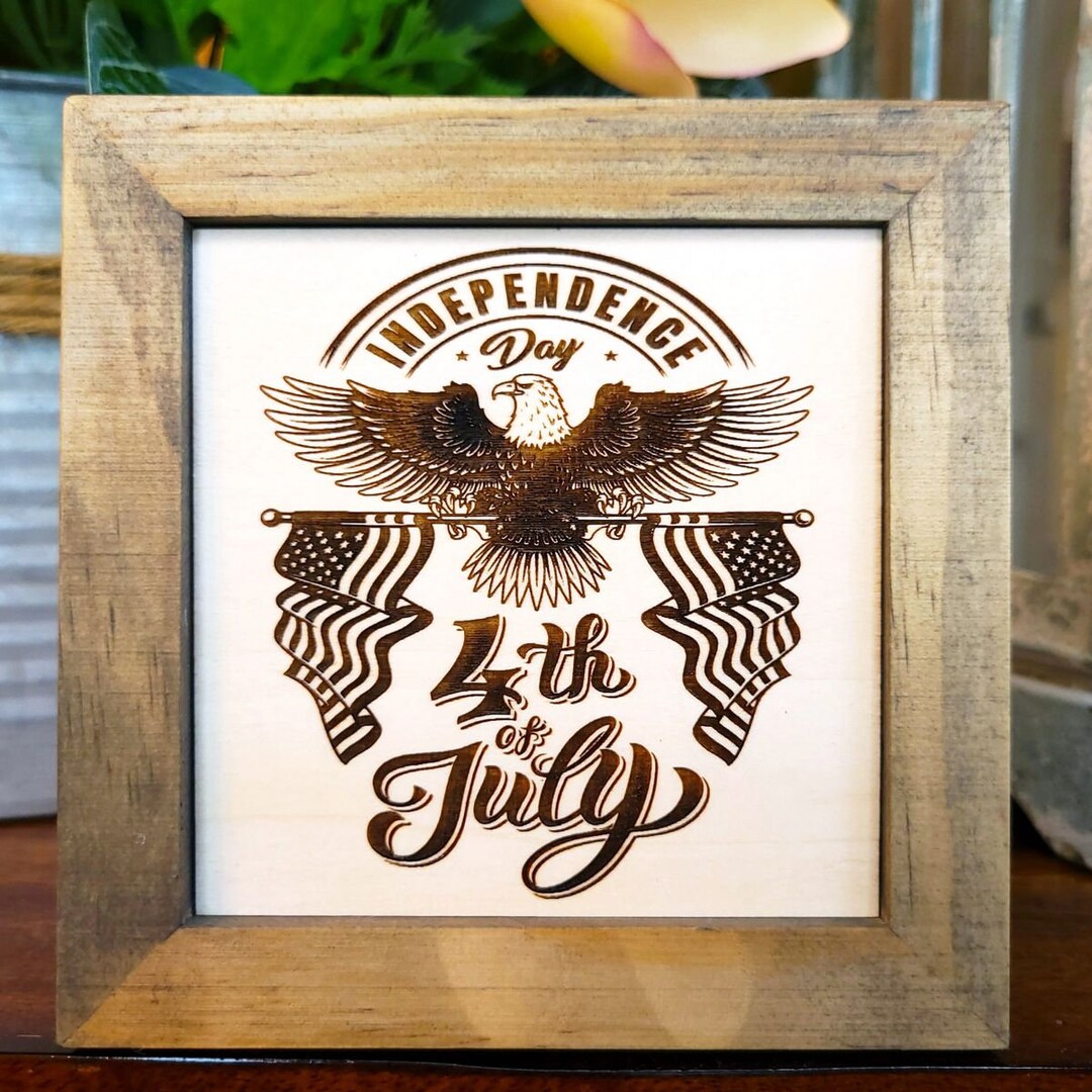 5 Inch Wood Frame Home/office Decor Patriotic Bald Eagle Display ...