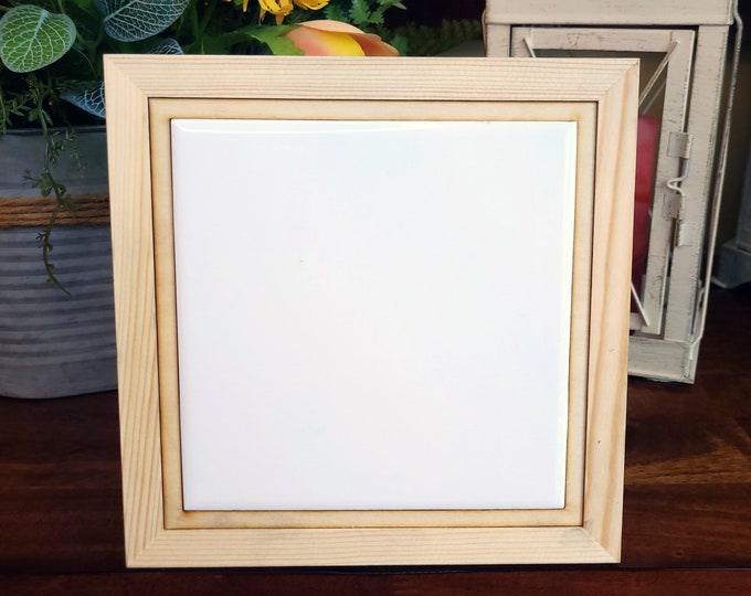 Ceramic Tile Wood Frame: Custom 8-inch X 8-inch Real Wood Frame for ...
