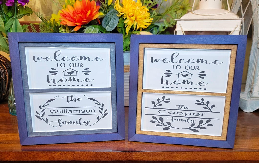 Personalized Family Name Welcome Sign: Rustic Farmhouse Tile Frame - Etsy