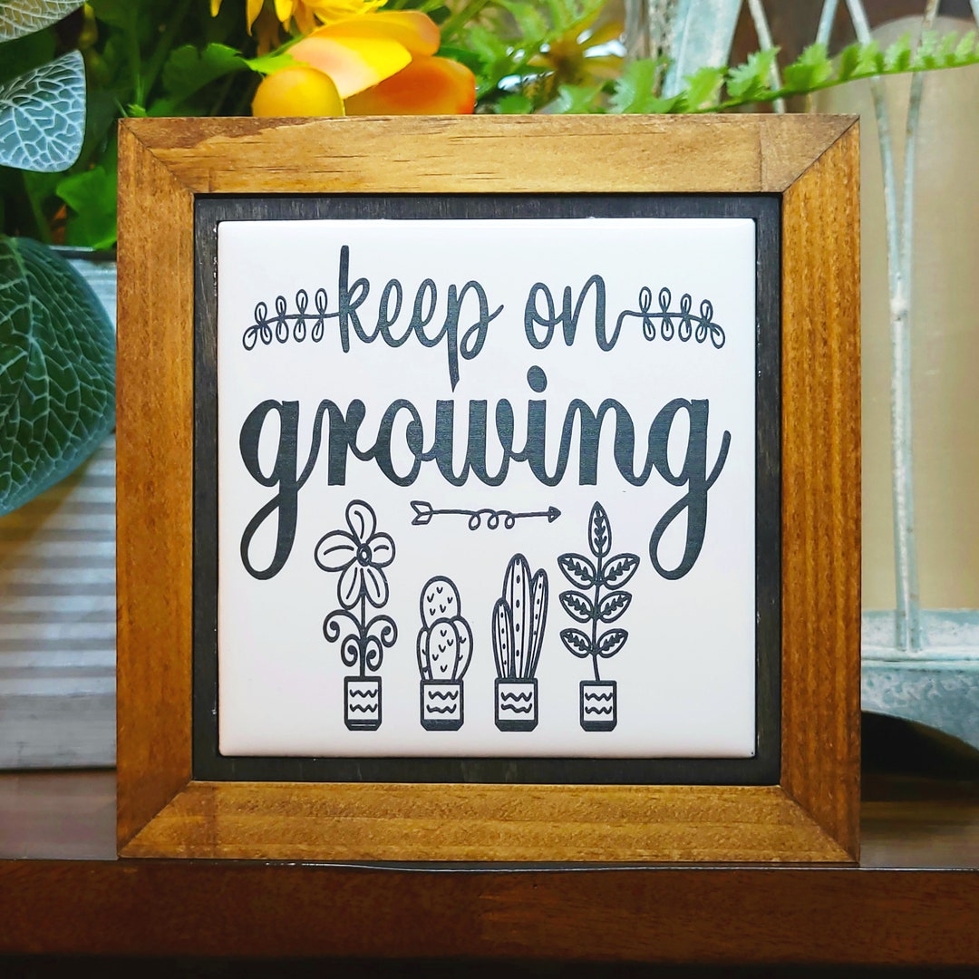 Motivational Growth 6 Inch Wooden Ceramic Tile Frame Decor With a Fun ...
