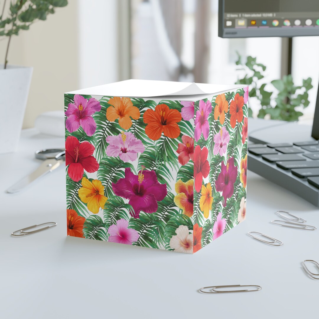 Tropical Flower Sticky Note Pad: Hibiscus Stationary - Etsy