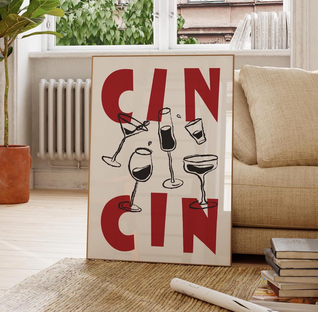 Cin Cin Kitchen Poster Printable ; Cheers Printable Wall Art Kitchen ...