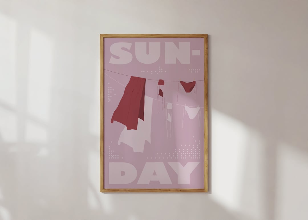 Pink Preppy Poster Printable Girly Wall Art Funky Printable Art Sunday ...