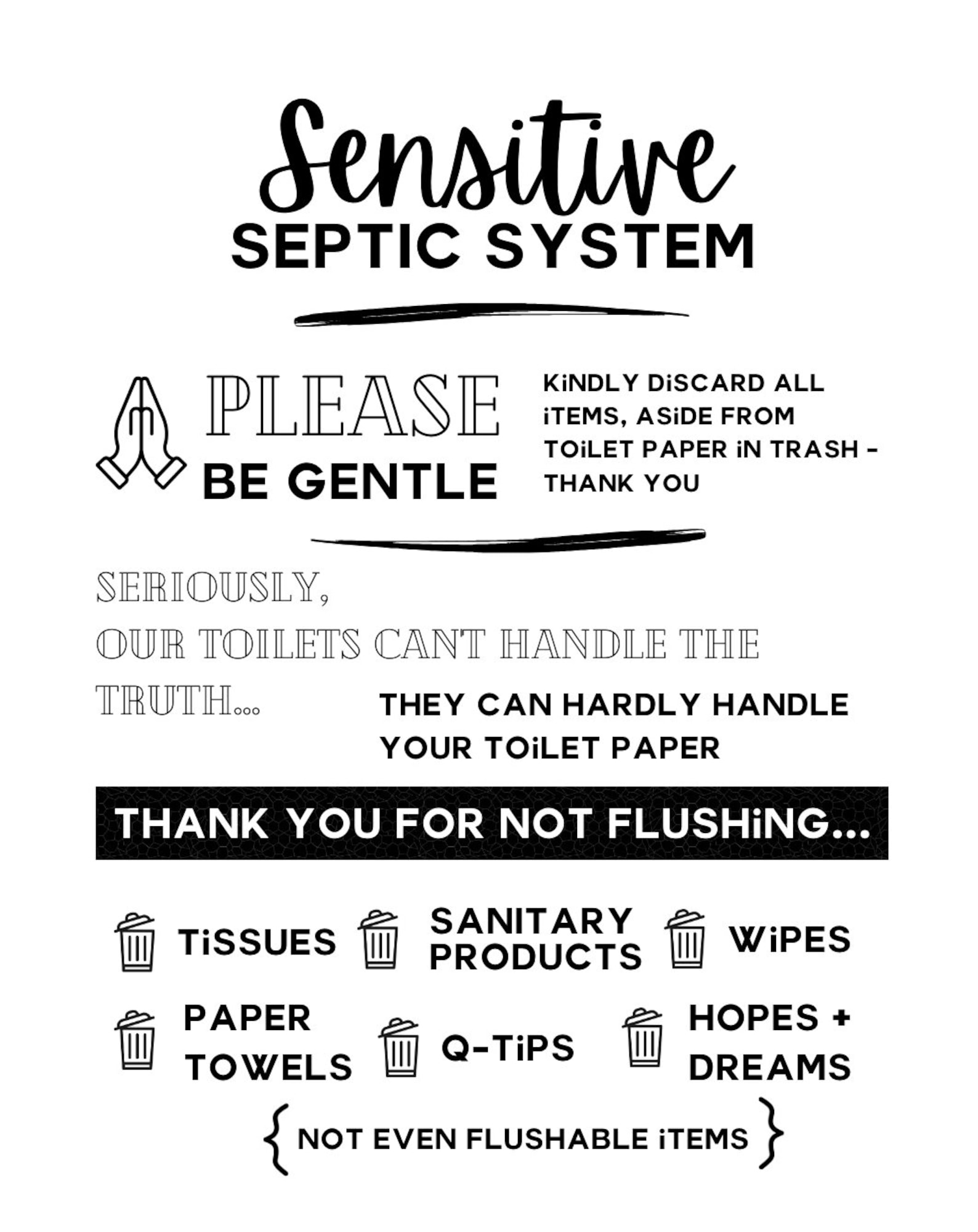 Sensitive Septic Signs 8x10 - Etsy