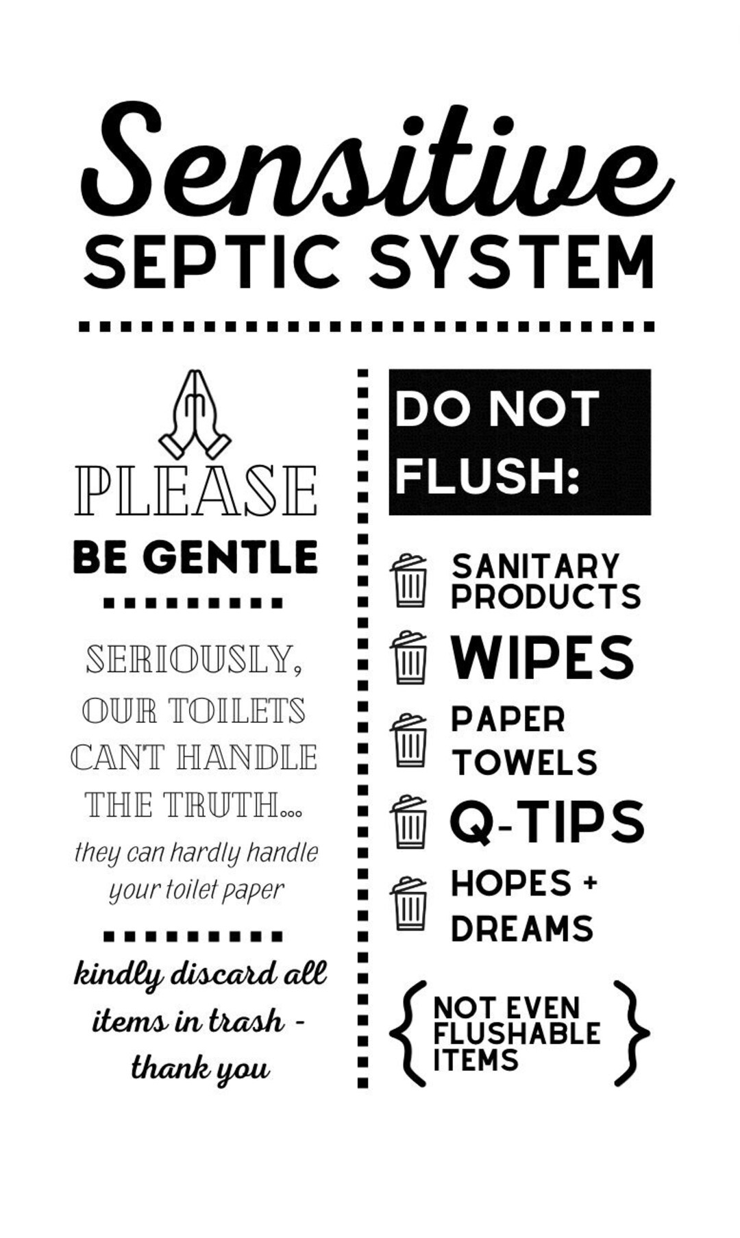 Sensitive Septic Sign 3"x5" - Etsy