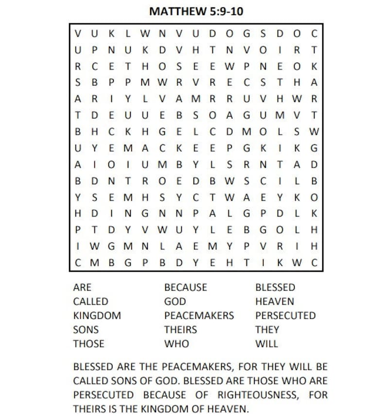 Matthew Word Search Puzzles Featuring Words From God's Word. All the ...