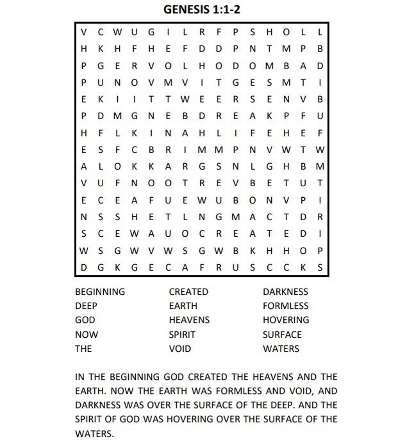20 Genesis Word Search Puzzles Featuring Words From God's Word. All the ...