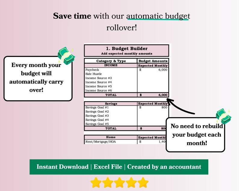 Budget Spreadsheet for Excel | Monthly Budget Spreadsheet for Excel ...