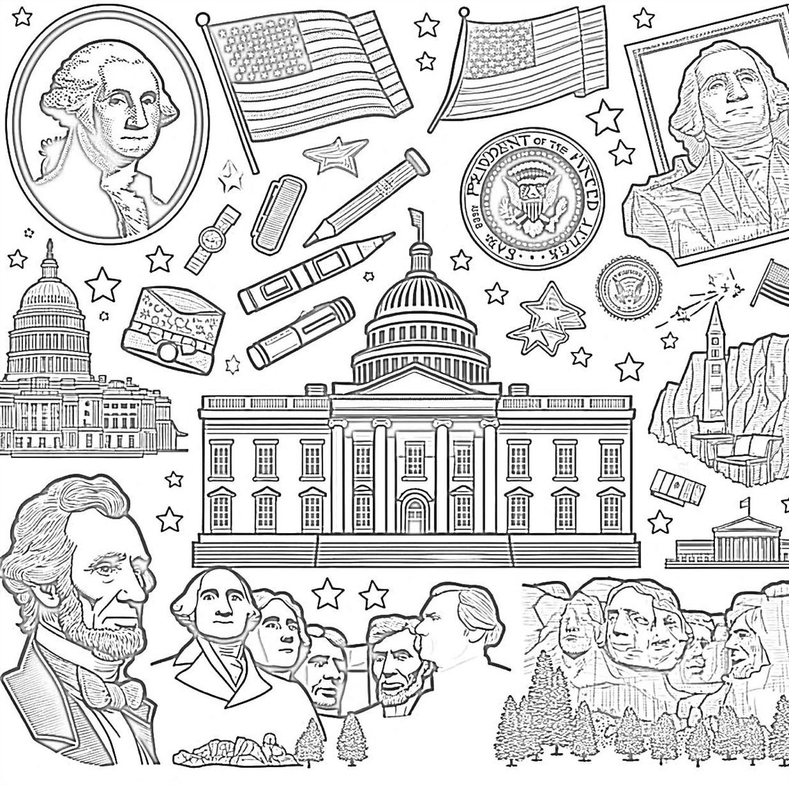 30 Pack President's Day Coloring Pages - Etsy