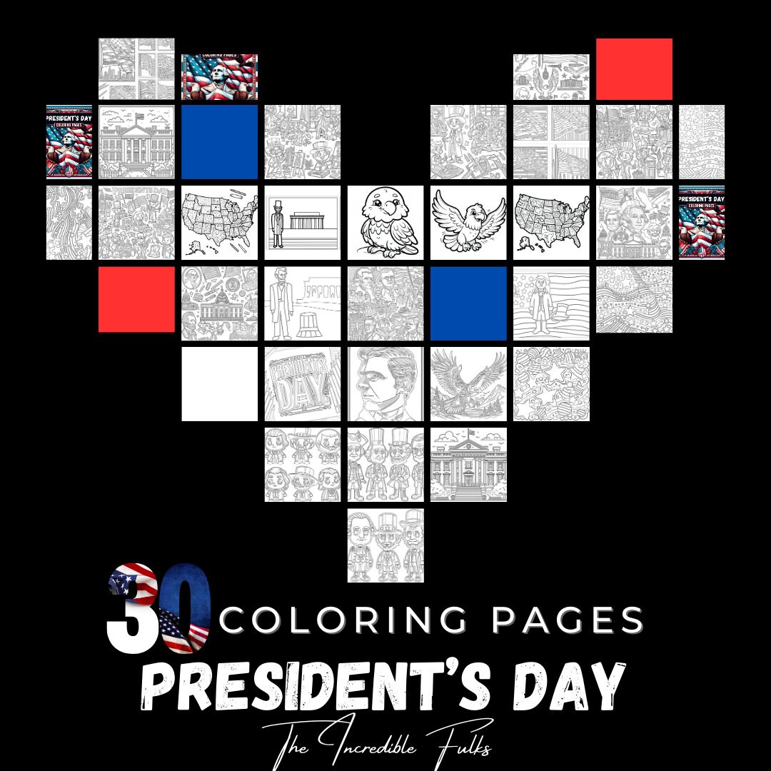 30 Pack President's Day Coloring Pages - Etsy