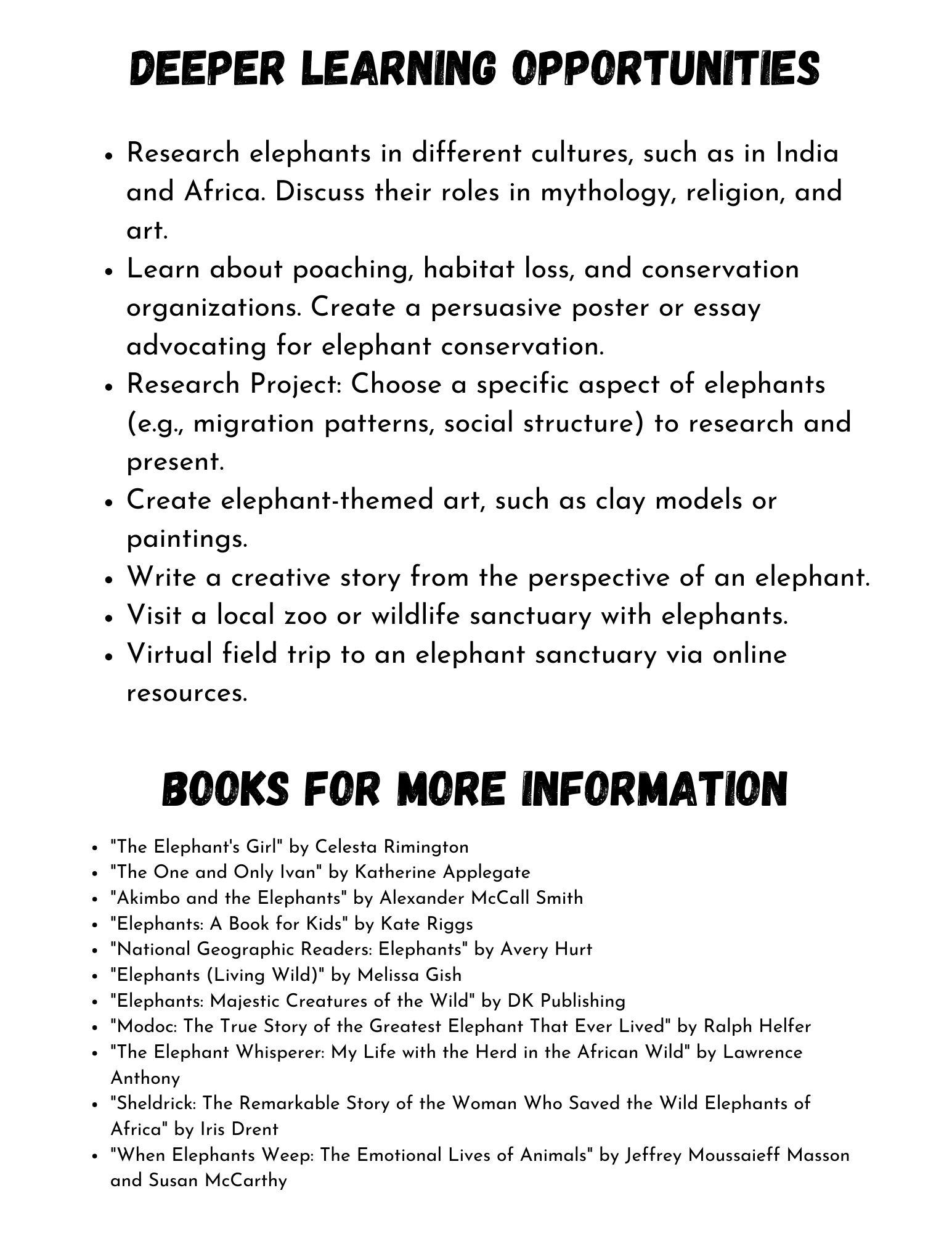 Elephant Animal Unit Study Elementary Ages 9 -12 - Etsy