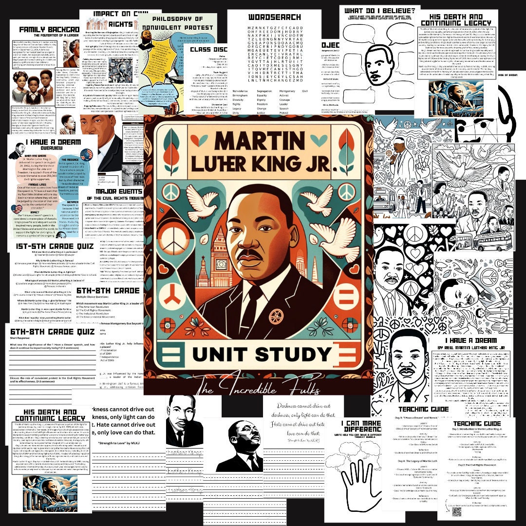 Martin Luther King Jr (MLK) Unit Study - Etsy