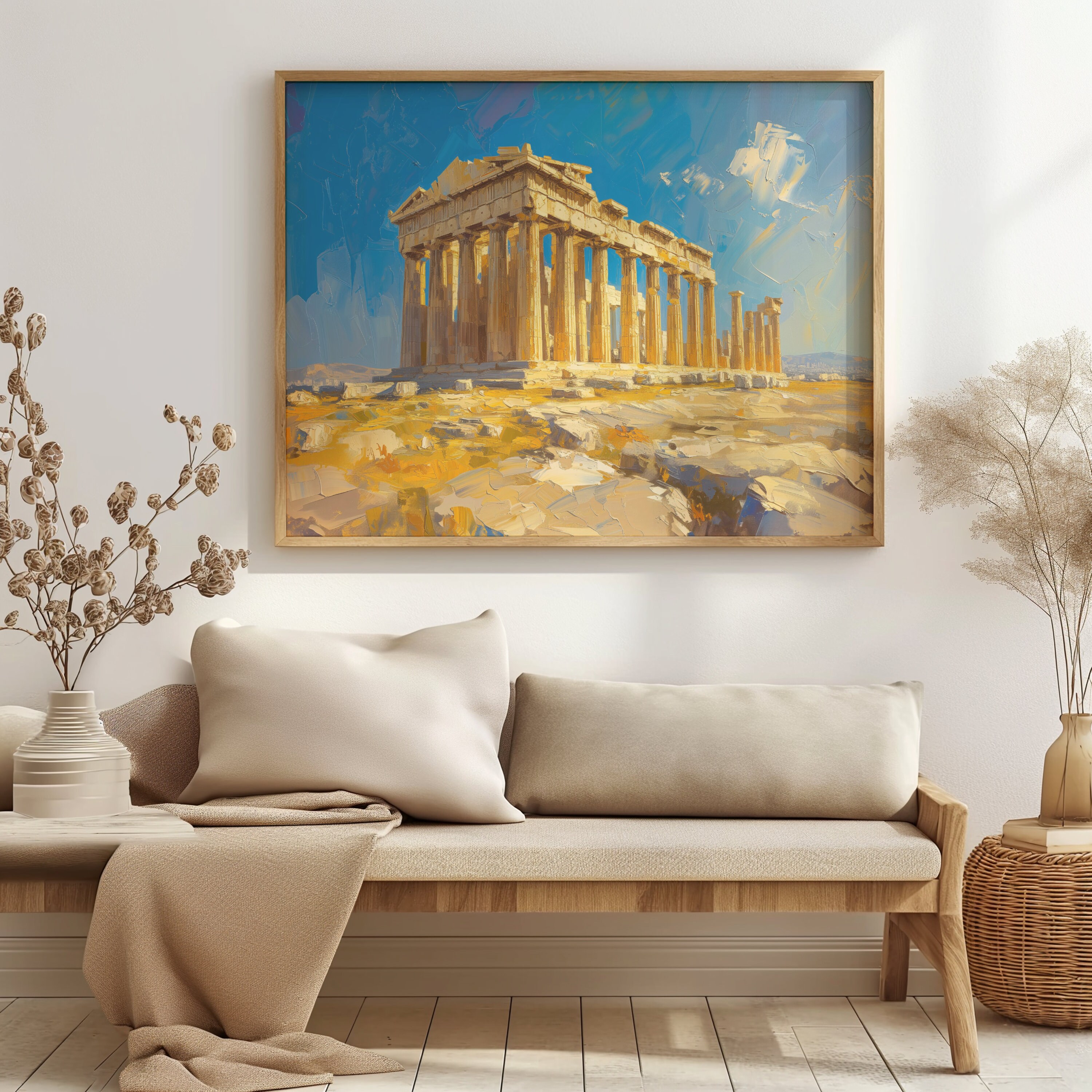 Parthenon Wall Art, Ancient Greek Architecture, Vintage Painting ...