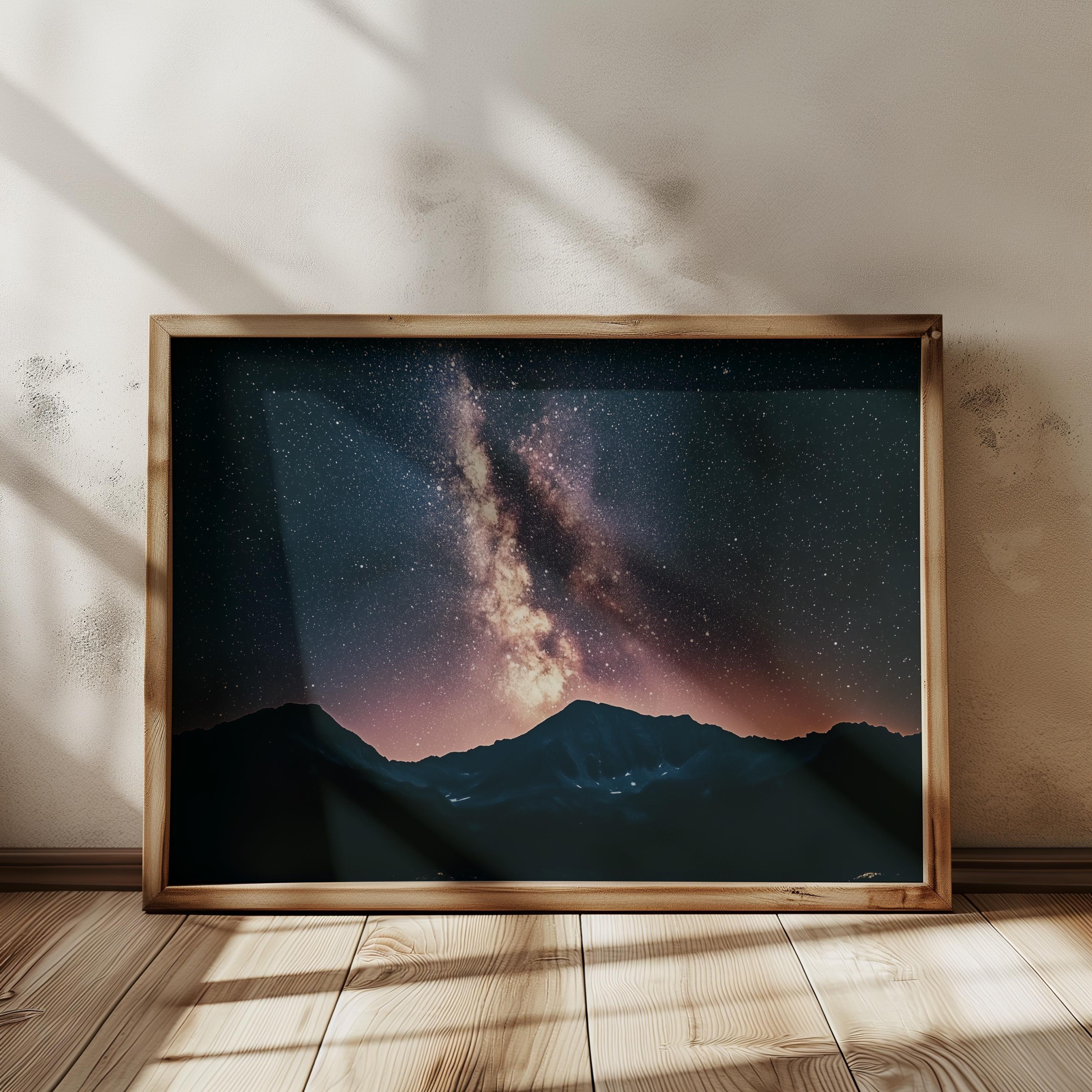 Stary Mountain Night, Milky Way Landscape | Celestial Night Scene ...