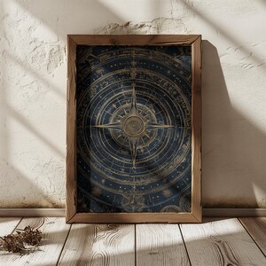 Vintage Celestial Compass Digital Art Print for Home Decor - Etsy