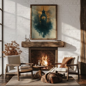 Clock Tower, Vintage Painting PRINTABLE Art | Housewarming Gift, Living ...