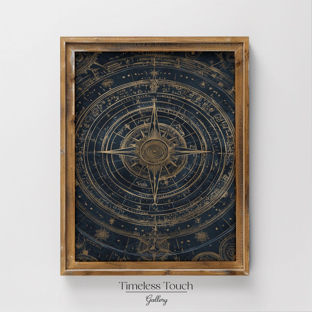 Vintage Celestial Compass Digital Art Print for Home Decor - Etsy
