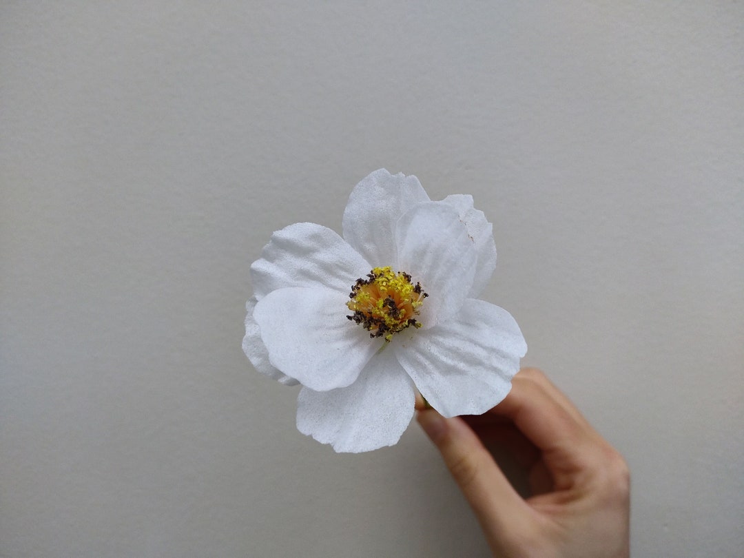 Cosmos White Wafer Paper, Cake Decoration, Handmade, Realistic Flower ...