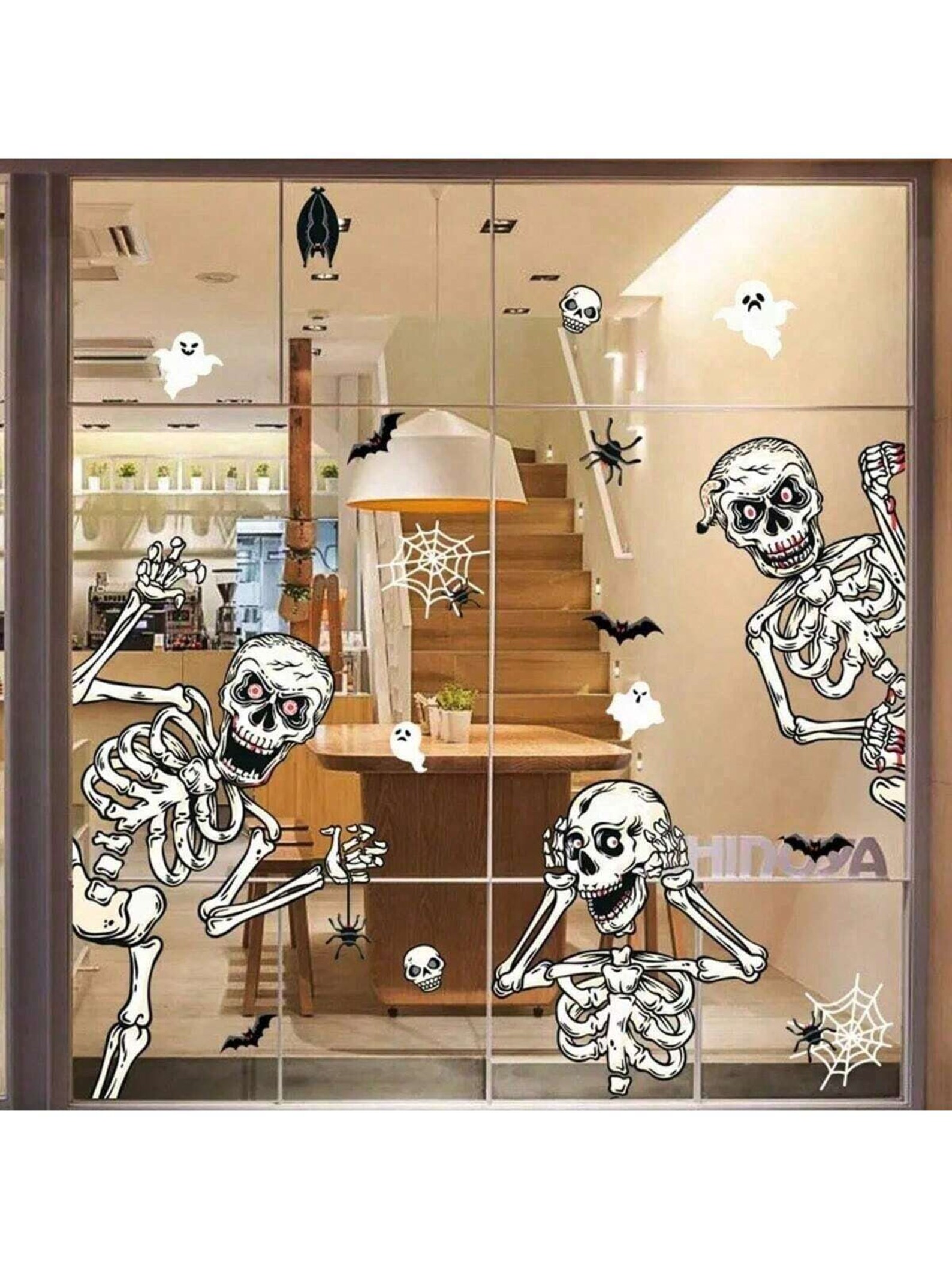 Halloween Skeletons Window Clings: Spooky Skull & Ghost Stickers - Etsy