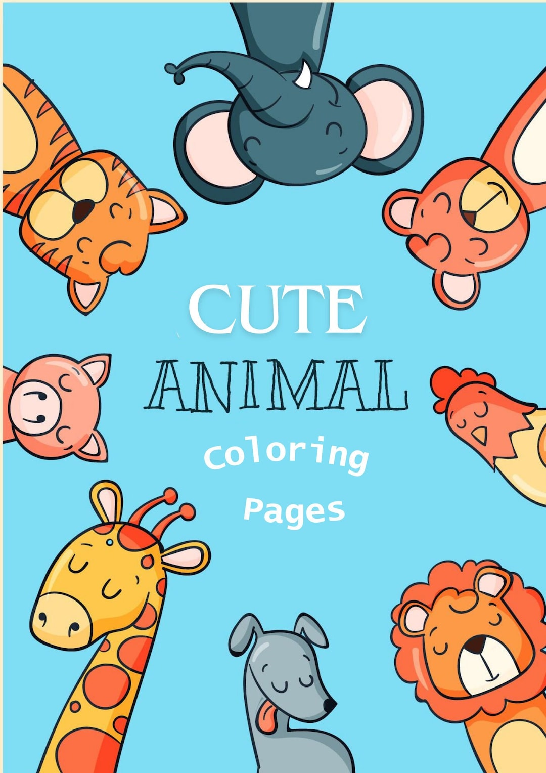 Coloringprintart: 24 Cute Animals Digital Coloring Pages for Kids and ...