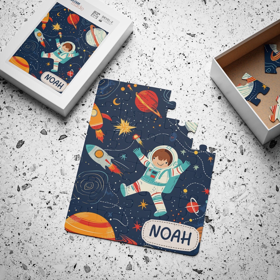Personalized Space-themed Kids' Puzzle Choose Hair Color & Add a Name ...