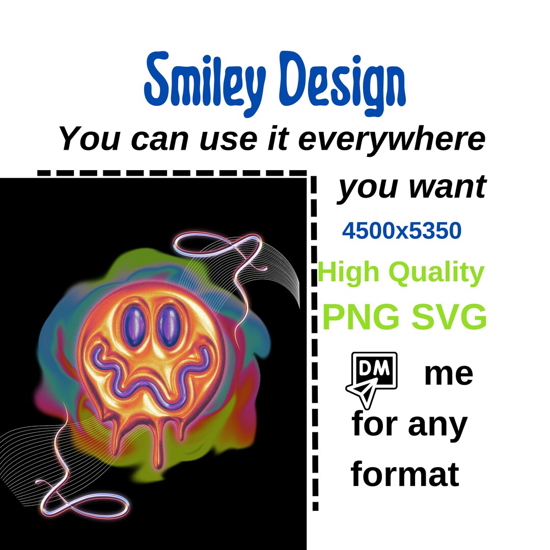 Smiley Art PNG y SVG Formato Descarga digital - Etsy España