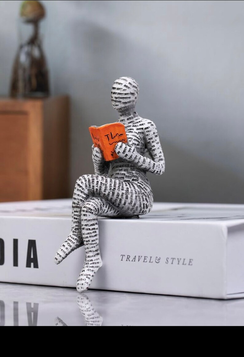 Resin Read a Book Figure Desk Decoration - Etsy