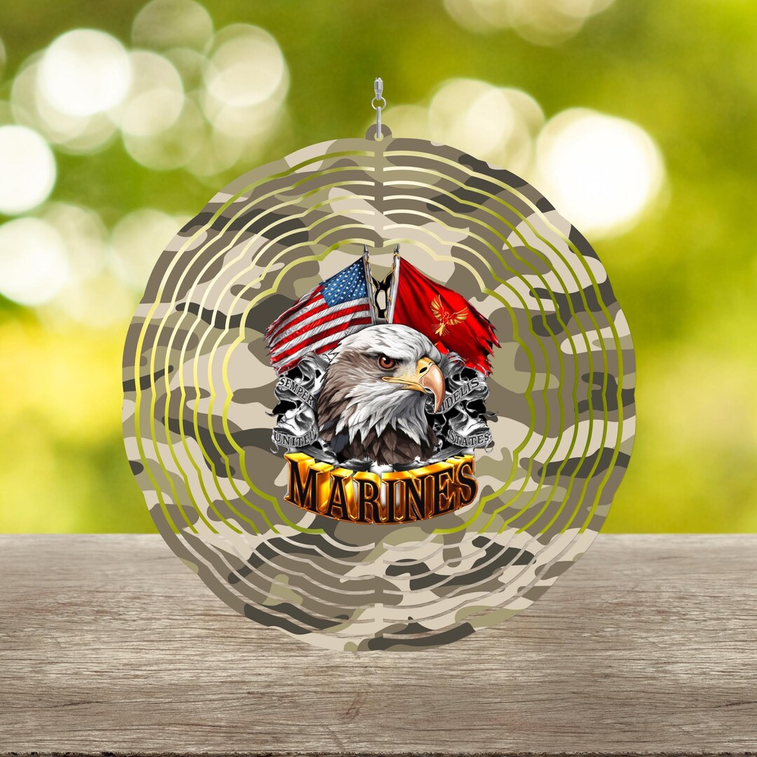 US Marines Wind Spinner, Patriotic Eagle, Garden Decor - Etsy