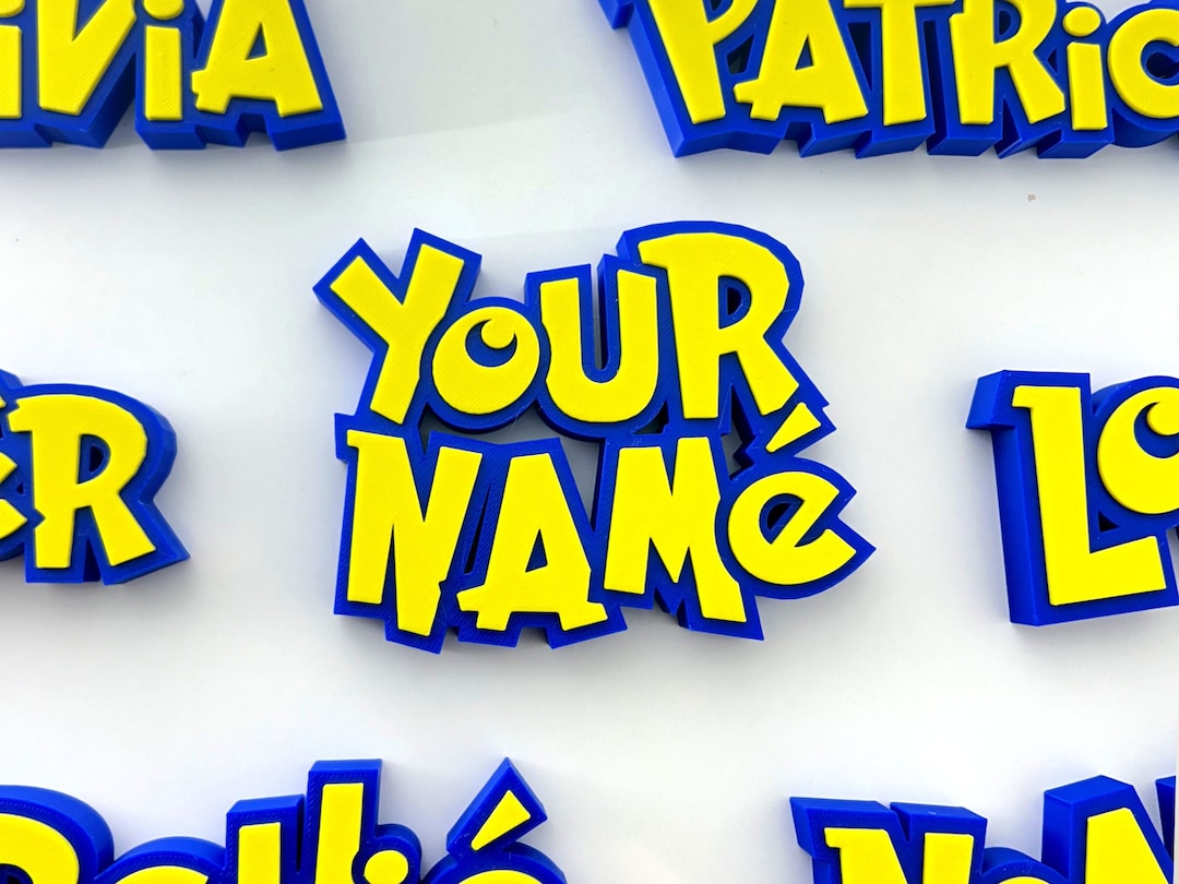 Personalised Poke Inspired Name Sign - Poke Style Custom 3D Name Plate ...