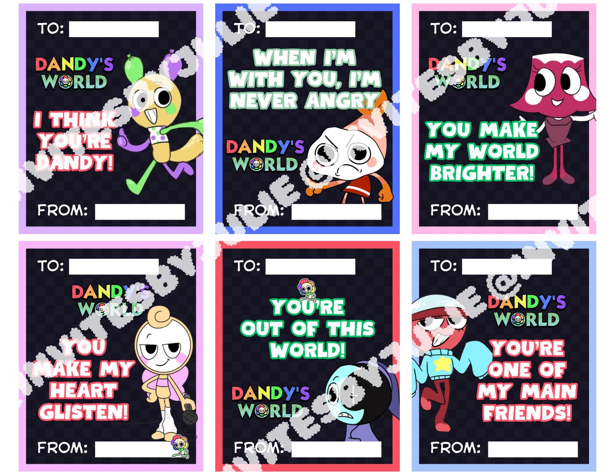 Dandy's World Valentine's Day Cards: Twisted Toons (digital Download ...