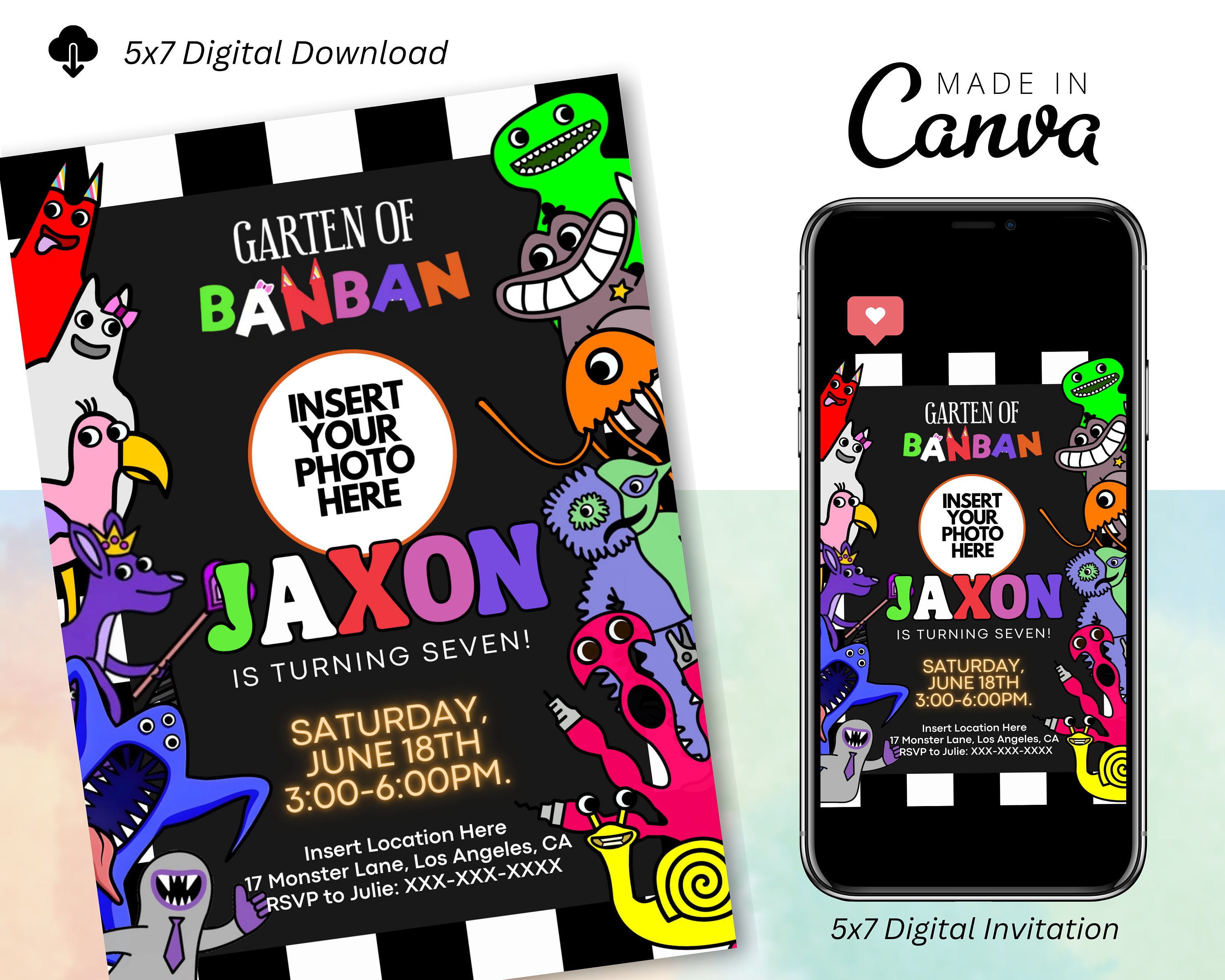 Garten of Banban Birthday Invitation: Customizable Digital Template ...