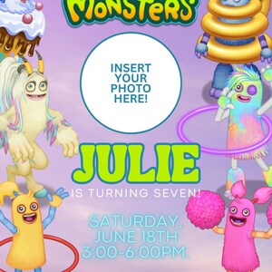 My Singing Monsters MSM Girls Birthday Invitation, My Singing Monsters ...