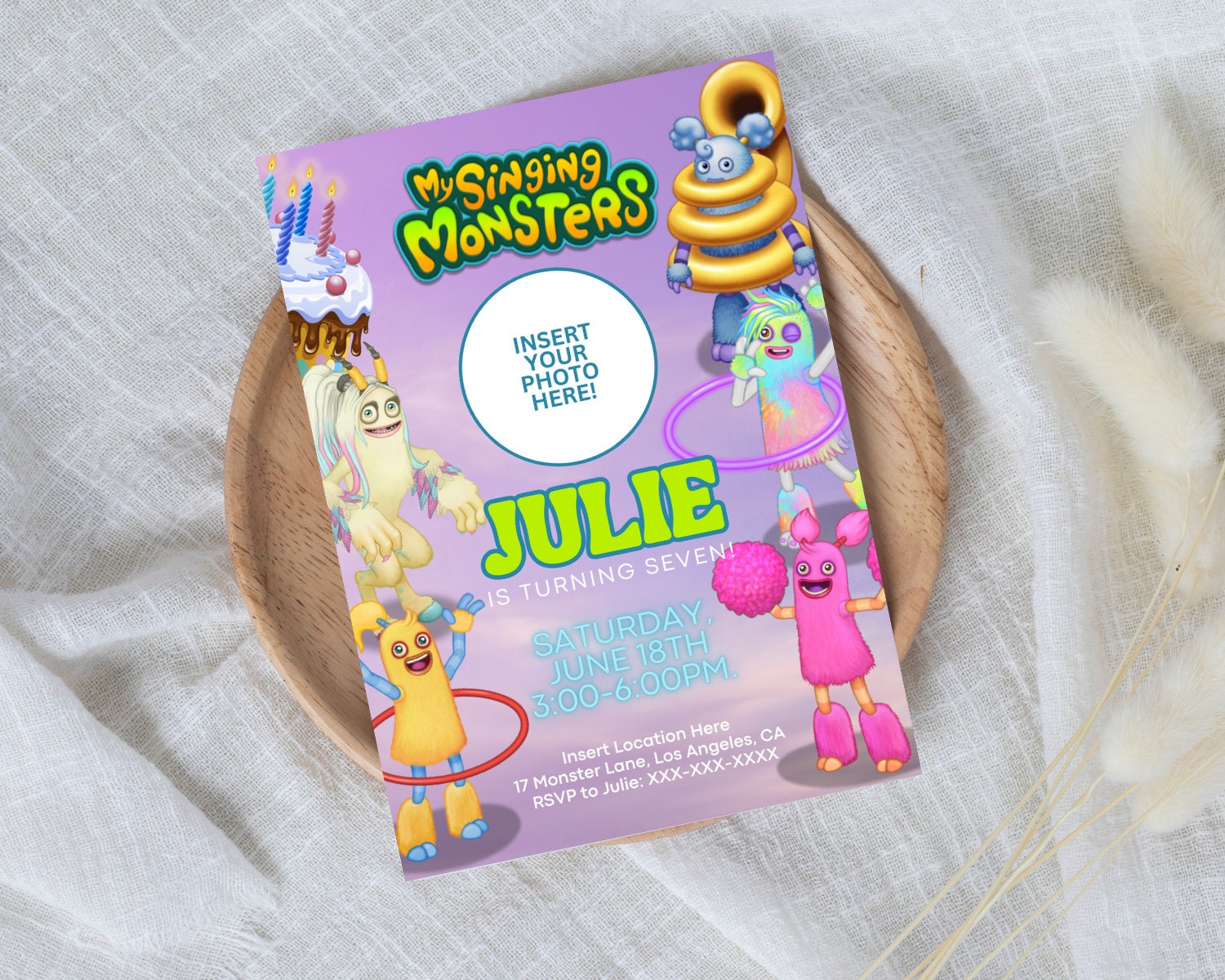 My Singing Monsters MSM Girls Birthday Invitation, My Singing Monsters ...